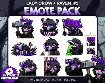 9 Raven/ Crow Emotes Bundle Pack - Twitch, Youtube, Discord | Killers ...