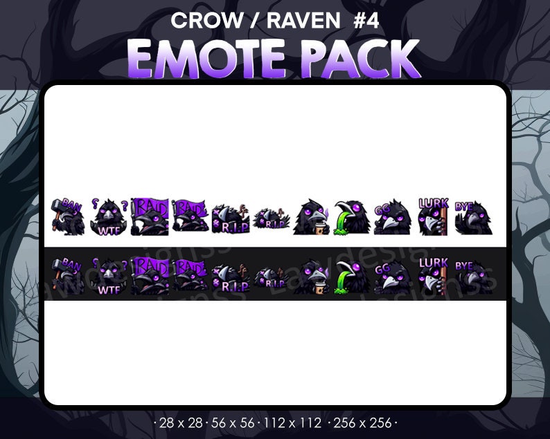 9 Raven/ Crow Emotes Bundle Pack 2 - Twitch, Youtube, Discord | Killers ...
