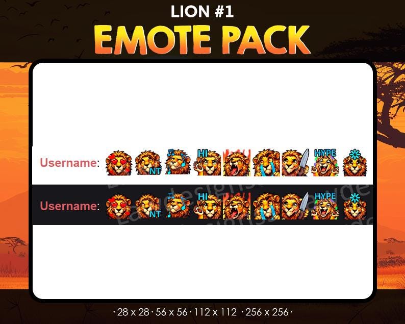 9 Lion Emotes Bundle Pack - Twitch, Youtube, Discord | Lion | Cute ...