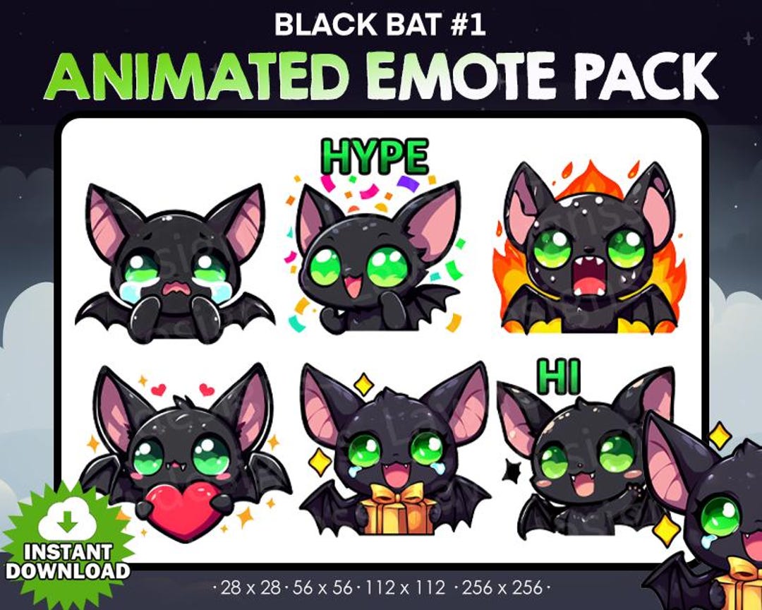 Animated Black Bat Twitch Emotes for Streaming - Youtube Emotes Discord ...