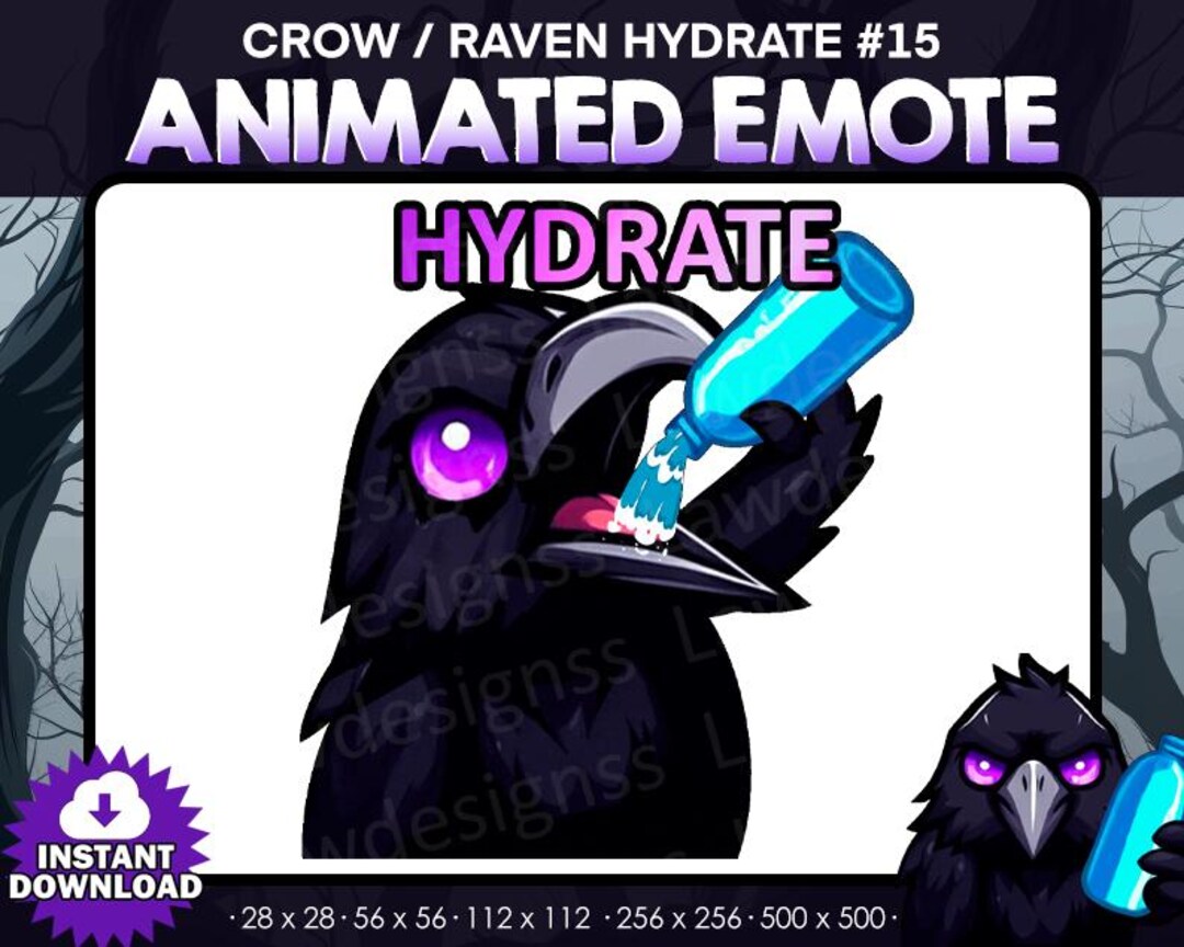 Raven Hydrate Animated Emote – Funny Twitch, Discord, Youtube (digital ...