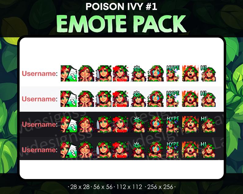 9 Poison Ivy Emotes, Nature Queen, Stream Pack, Ivy Emotes, Emotes for ...