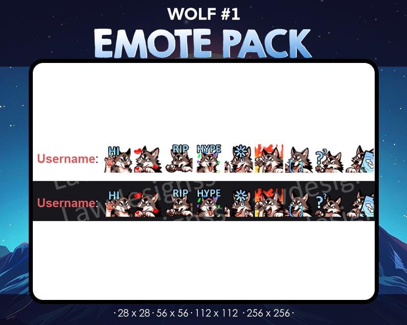 Cute Wolf Emotes Bundle - Twitch, Youtube, Discord (digital Download ...