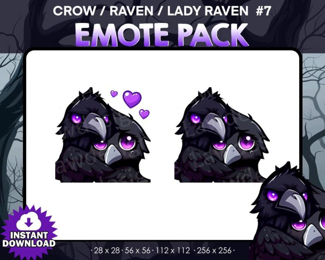 Cute Raven Hug Emotes – Twitch, Discord, Youtube (digital Download) - Etsy