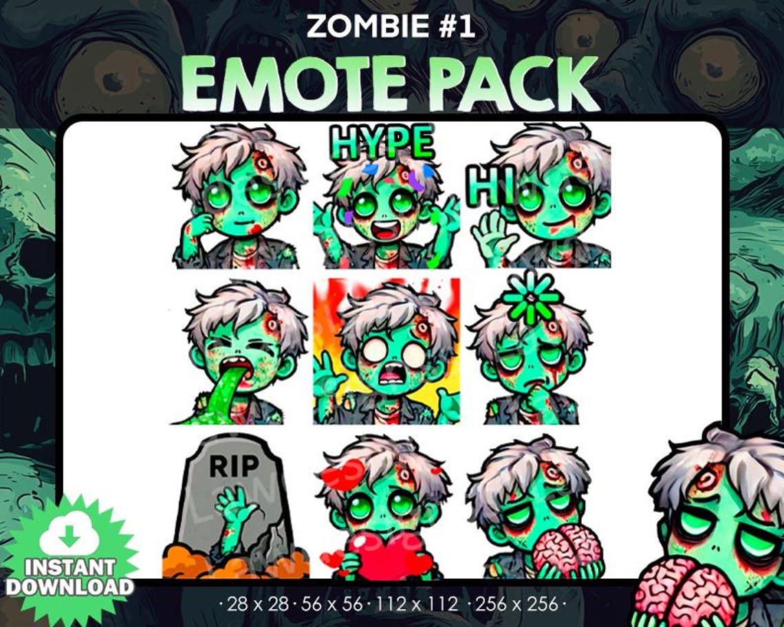 9 Zombie Emotes Bundle - Twitch, Youtube, Discord (digital Download) - Etsy