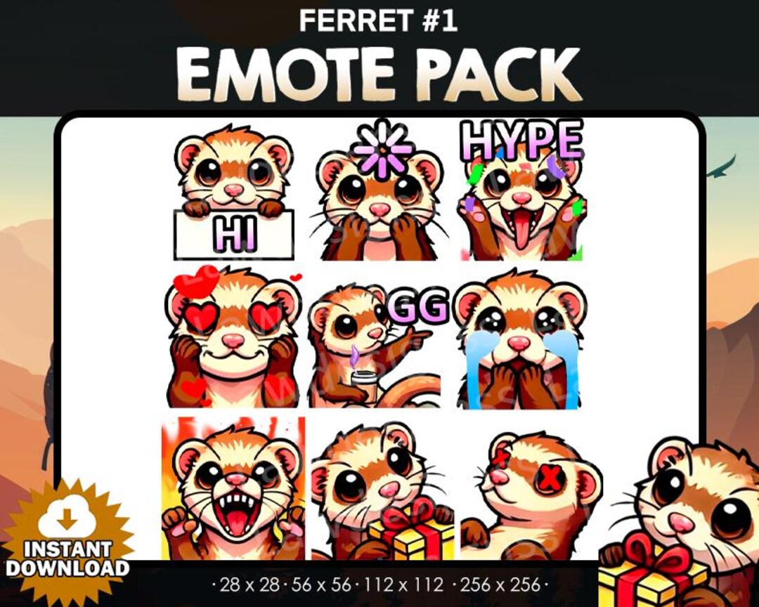 9 Ferret Emotes Bundle Pack - Twitch, Youtube, Discord | Ferret| Cute ...
