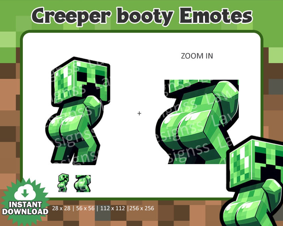 Creeper Booty Minecraft Game Twitch Emotes for Streaming Youtube Emotes ...