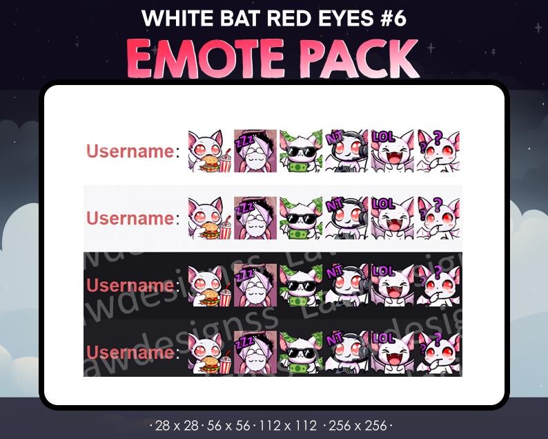 White Bat Emotes Bundle | Twitch, Discord, Kick (digital Download) - Etsy