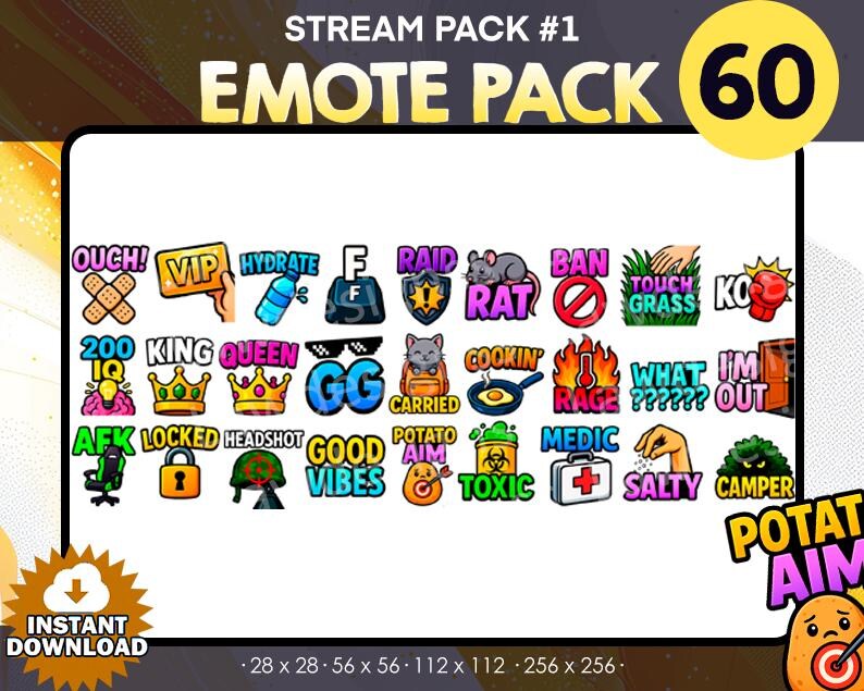 60 Twitch Emotes Bundle – Toxic, Carried, Gaming (digital Download) - Etsy