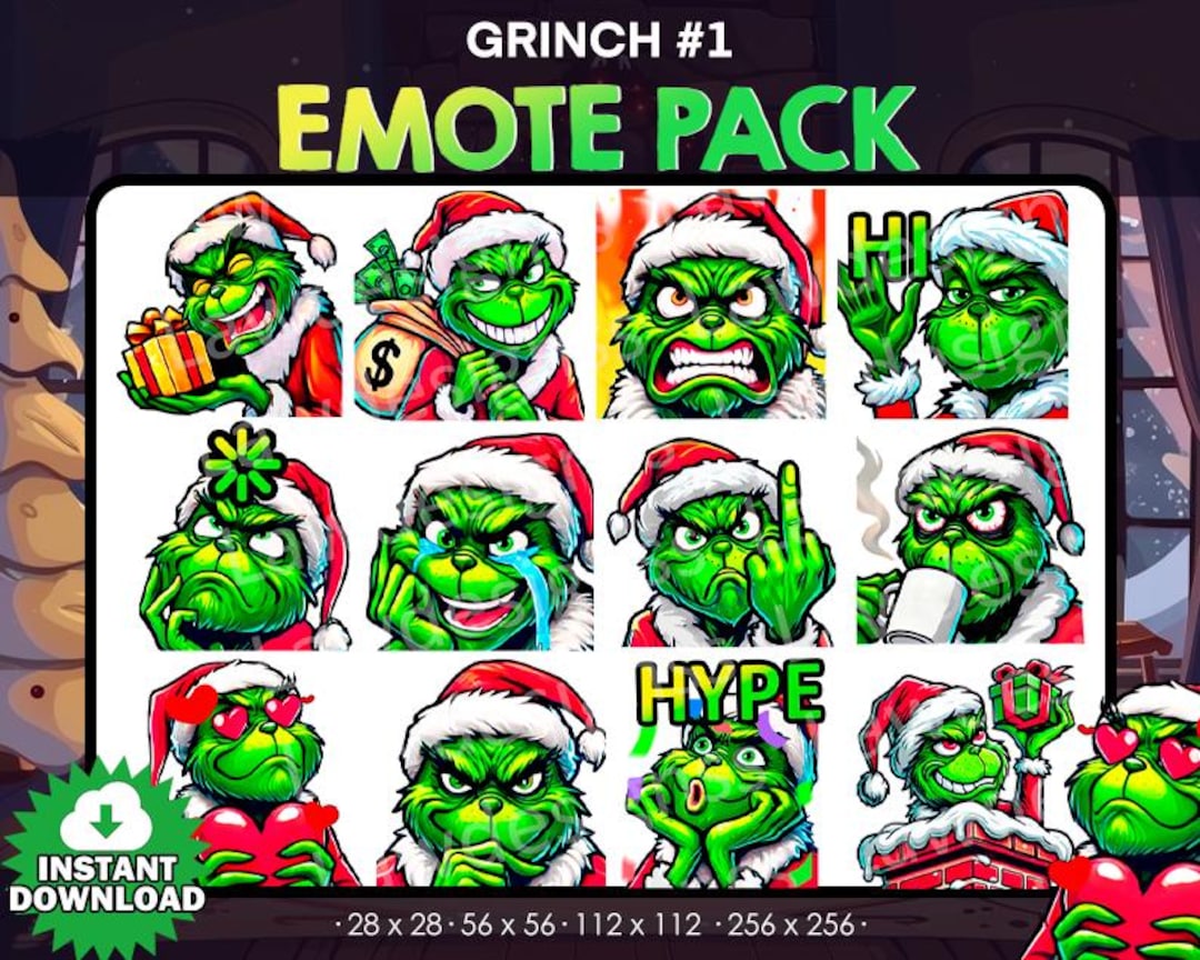 12 Grinch Christmas Emotes Bundle Pack - Twitch, Youtube, Discord ...