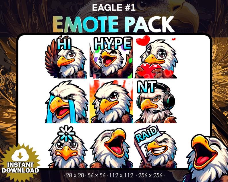 9 Eagle Emotes Bundle Pack - Twitch, Youtube, Discord | Eagle |birds ...