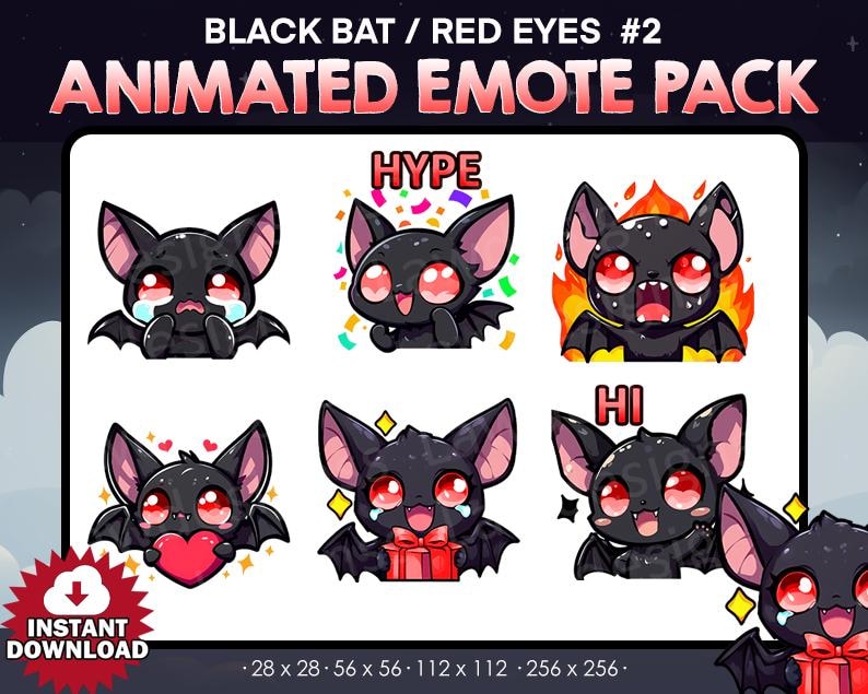 Animated Black Bat Red Eyes, Twitch Emotes for Streaming - Youtube ...