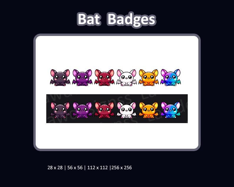 6 Black Bat Badges, Twitch Emotes for Streaming - Youtube Emotes ...