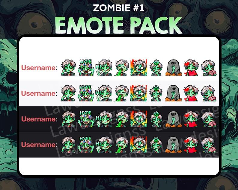 9 Zombie Emotes Bundle - Twitch, Youtube, Discord (digital Download) - Etsy