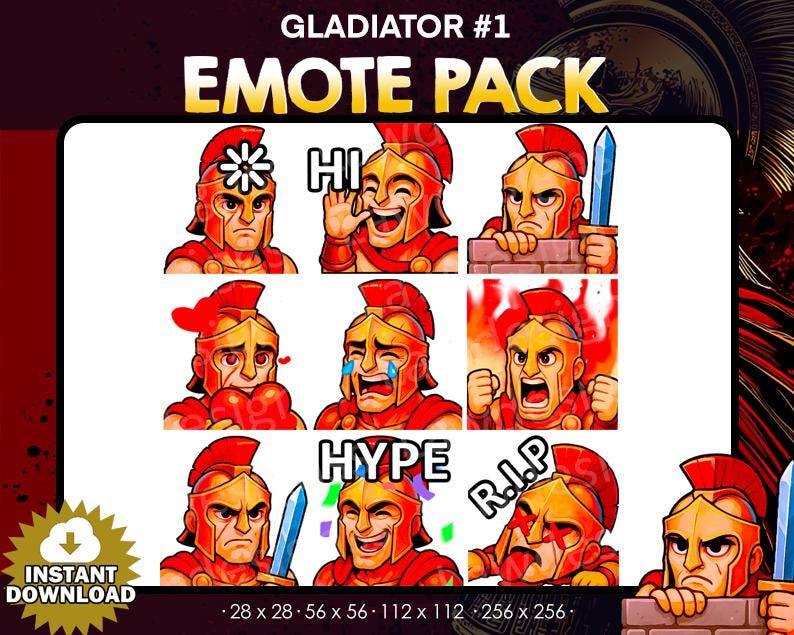 9 Gladiator Emotes Bundle Pack - Twitch, Youtube, Discord | Gladiator ...