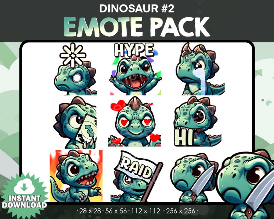 Cute Dino Emotes Bundle - Twitch, Discord, Youtube (digital Download ...