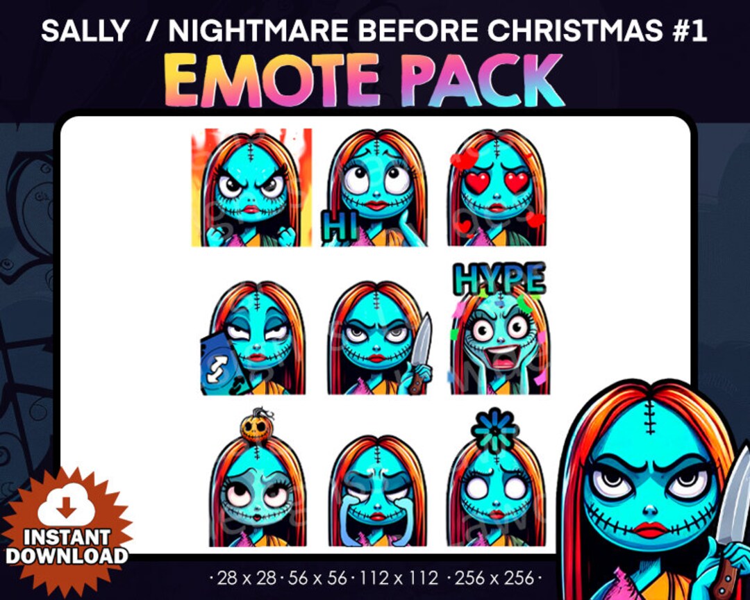 Sally Nightmare Before Christmas Emotes – Streaming Bundle (digital ...