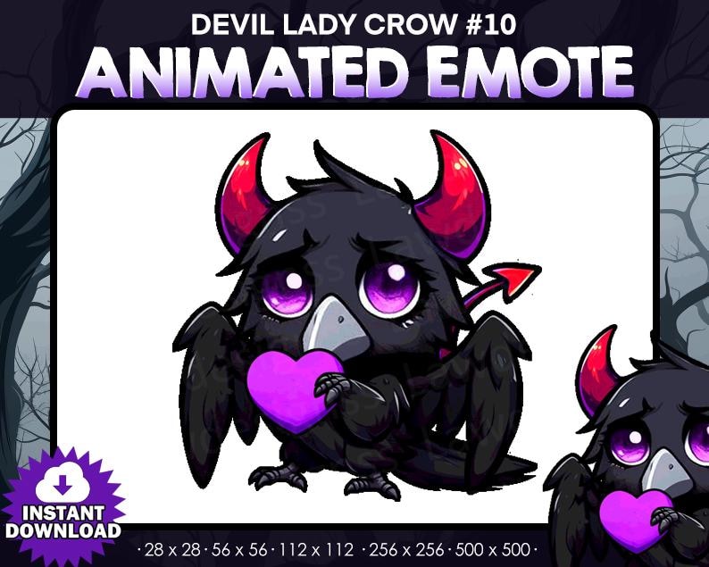 Devil Crow Animated Emote - Heart Love, Twitch, Discord (digital ...