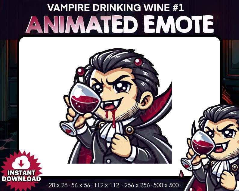 Animated Vampire Drinking Wine Emote -twitch, Youtube, Discord ...
