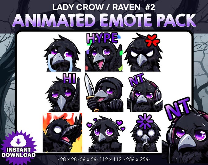Lady Raven Animated Emotes – Spooky Twitch, Youtube, Discord (digital ...