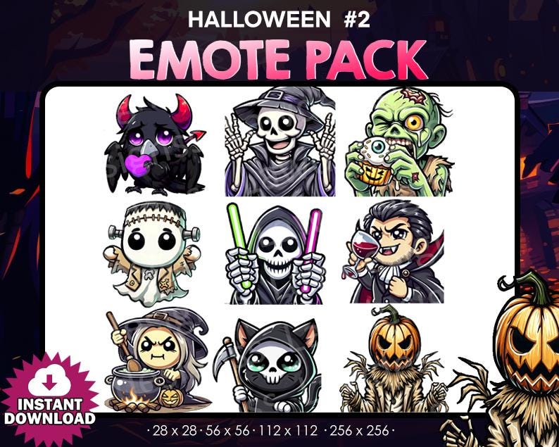 9 Halloween Inspired Emotes Bundle Pack Twitch, Youtube, Discord ...