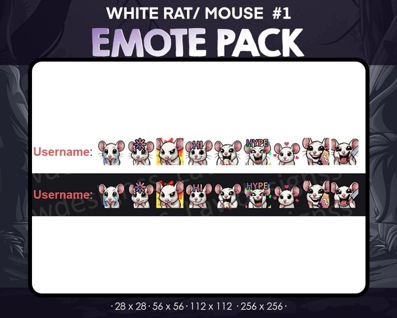 9 White Rat/ Mouse Emotes Bundle Pack - Twitch, Youtube, Discord |white ...