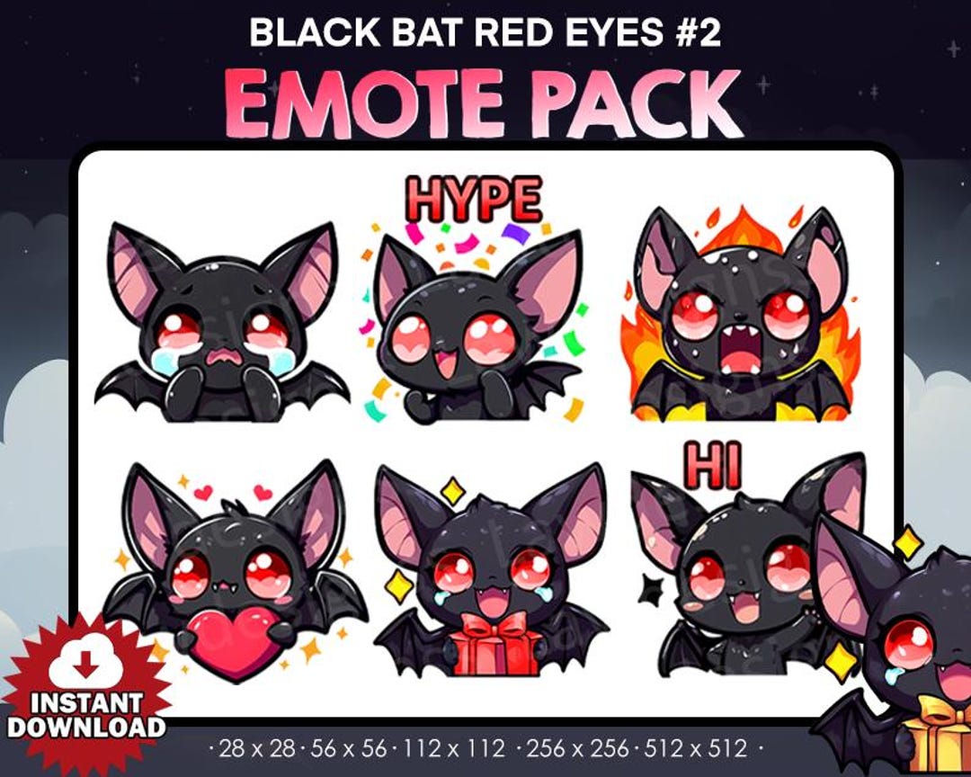 Black Bat Emotes – Twitch, Discord, Youtube (digital Download) - Etsy