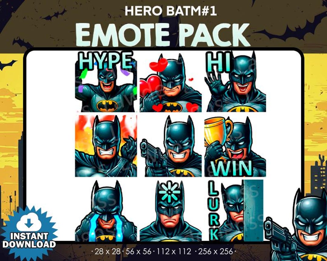 9 the Dark Hero Emotes Bundle Pack - Twitch, Youtube, Discord | Hero ...