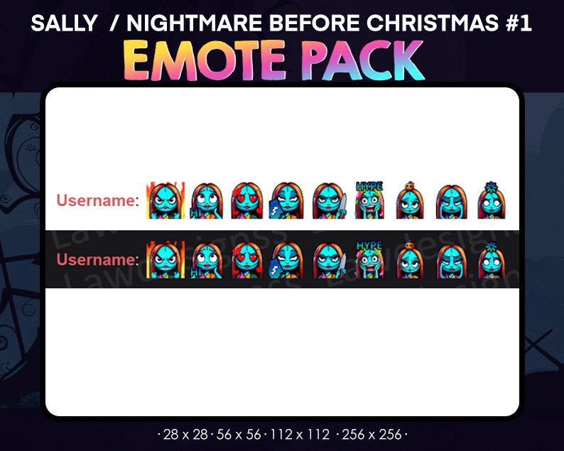 Sally Nightmare Before Christmas Emotes – Streaming Bundle (digital ...