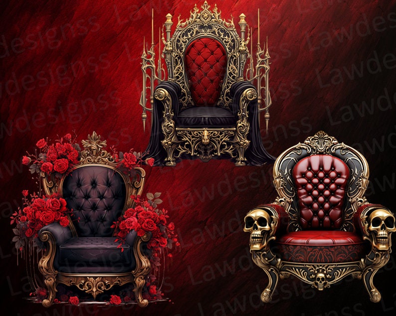 3x Vtuber Gaming Chair, Gothic Vampire, Twitch, Romantic, Assets ...