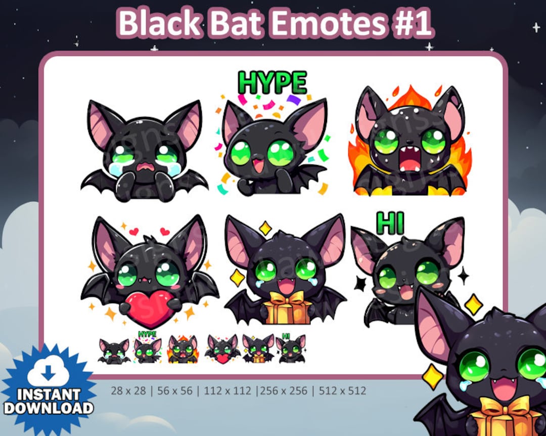 Emotes De Twitch De Black Bat Para Transmisión - Youtube Emotes Discord ...