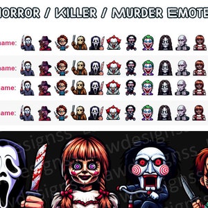 12 Horror/ Killer /murder Emotes/badges Bundle Pack - Twitch, Youtube ...