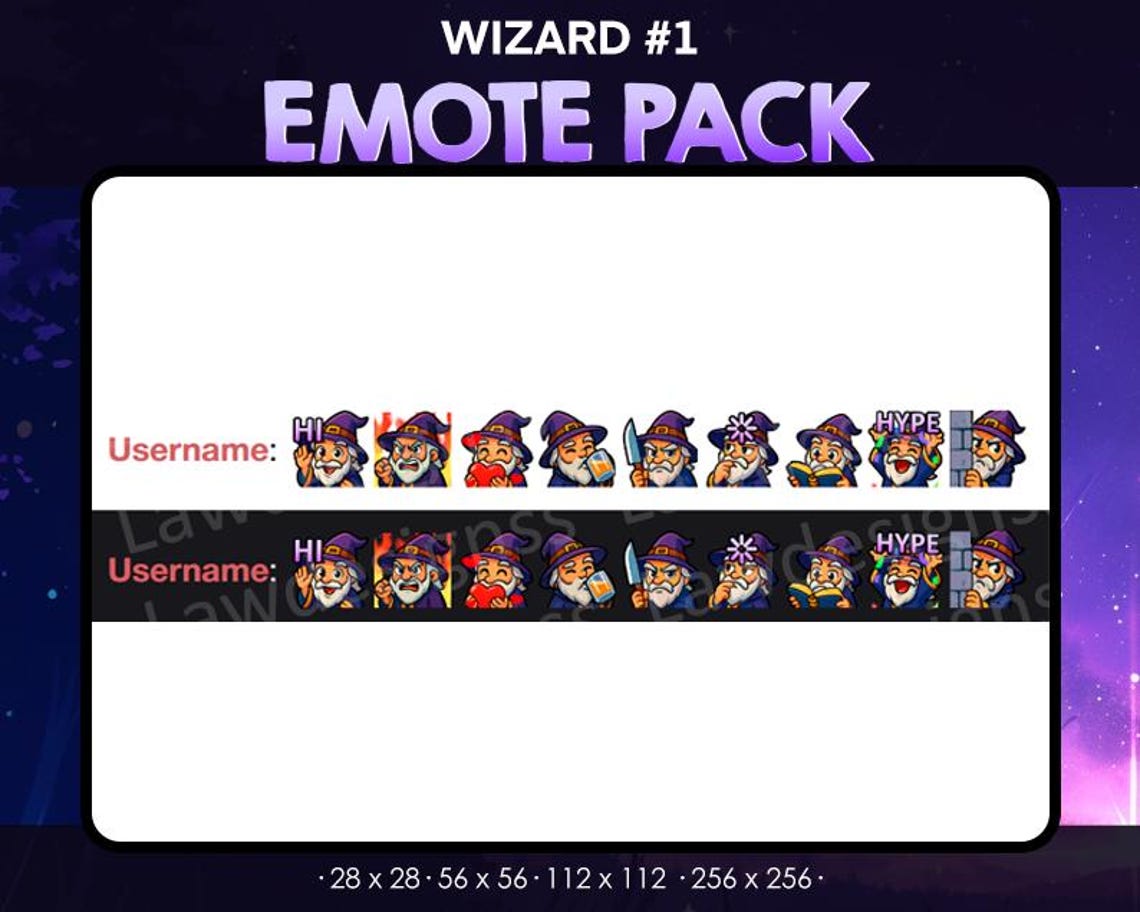 Wizard Emotes Pack, Cute Sorcerer, Twitch, Discord (digital Download ...