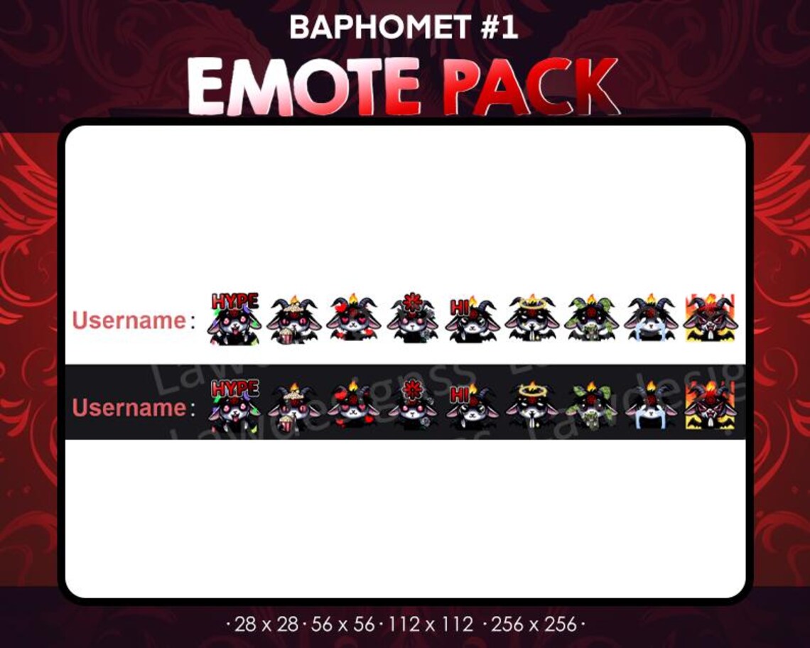 9 Baphomet Emotes, Dark Aesthetic Decor Halloween Emotes, Cute Baphomet ...