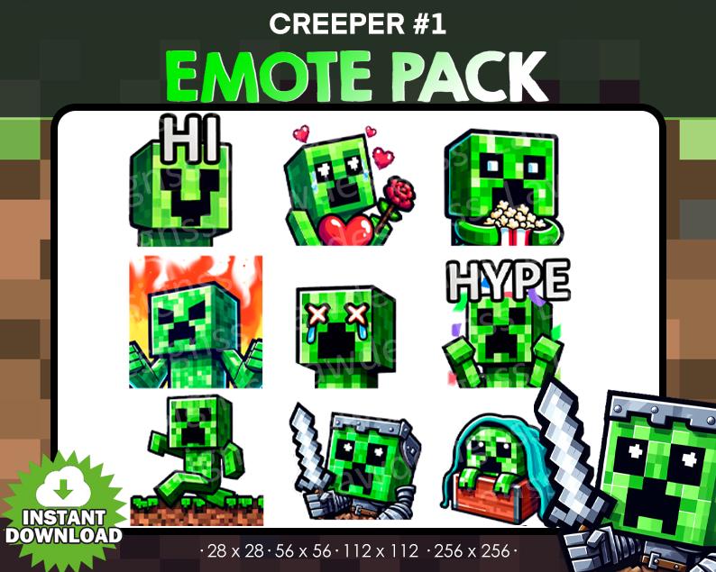 9 Creeper Pack Minecraft Game Twitch Emotes for Streaming - Youtube ...