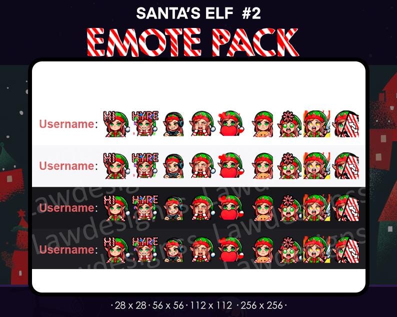 9 Santas Elf Girl Emotes, Elf Emotes, Cute Santa's Elf Stream Pack ...