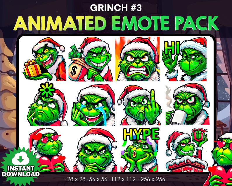 12 Animated Grinch Christmas Emotes Bundle Pack - Twitch, Youtube ...