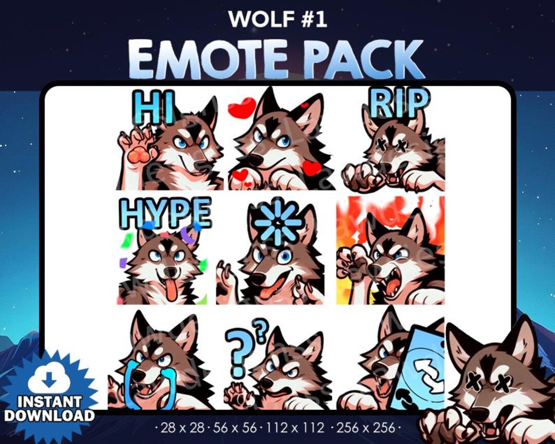 Cute Wolf Emotes Bundle - Twitch, Youtube, Discord (digital Download ...