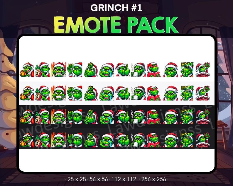 12 Grinch Christmas Emotes Bundle Pack - Twitch, Youtube, Discord ...