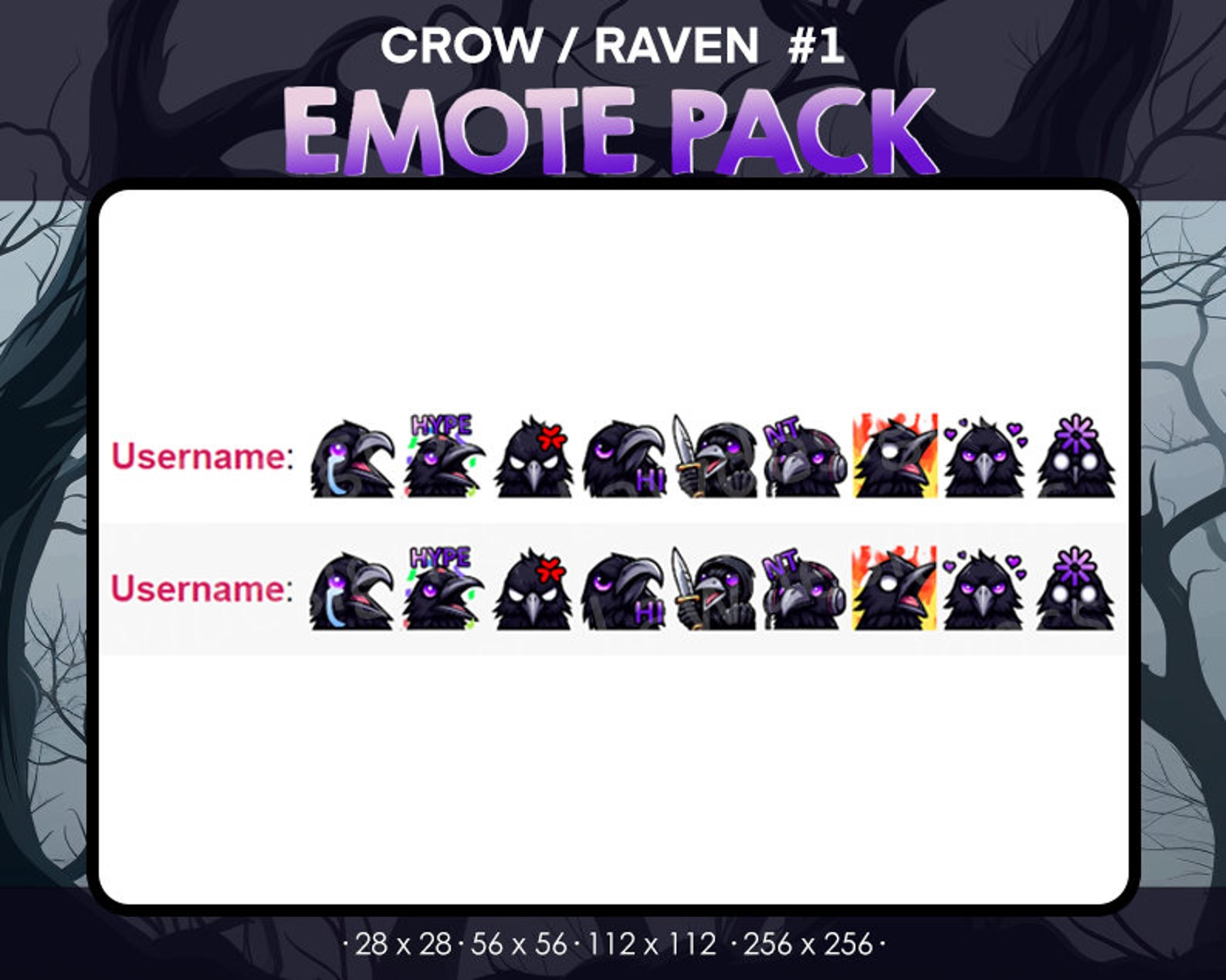 Crow Emotes Bundle – Spooky Twitch, Discord, Youtube (digital Download ...