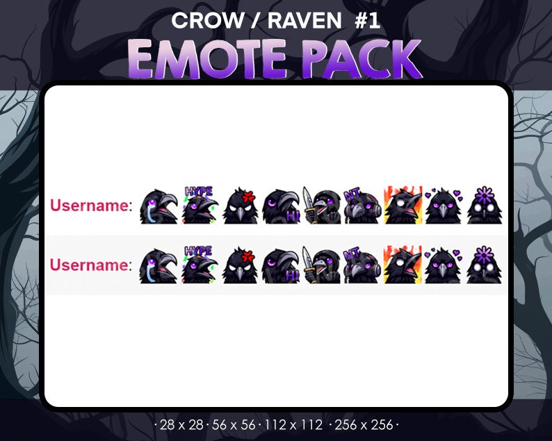 9 Raven/ Crow Emotes Bundle Pack - Twitch, Youtube, Discord | Killers ...