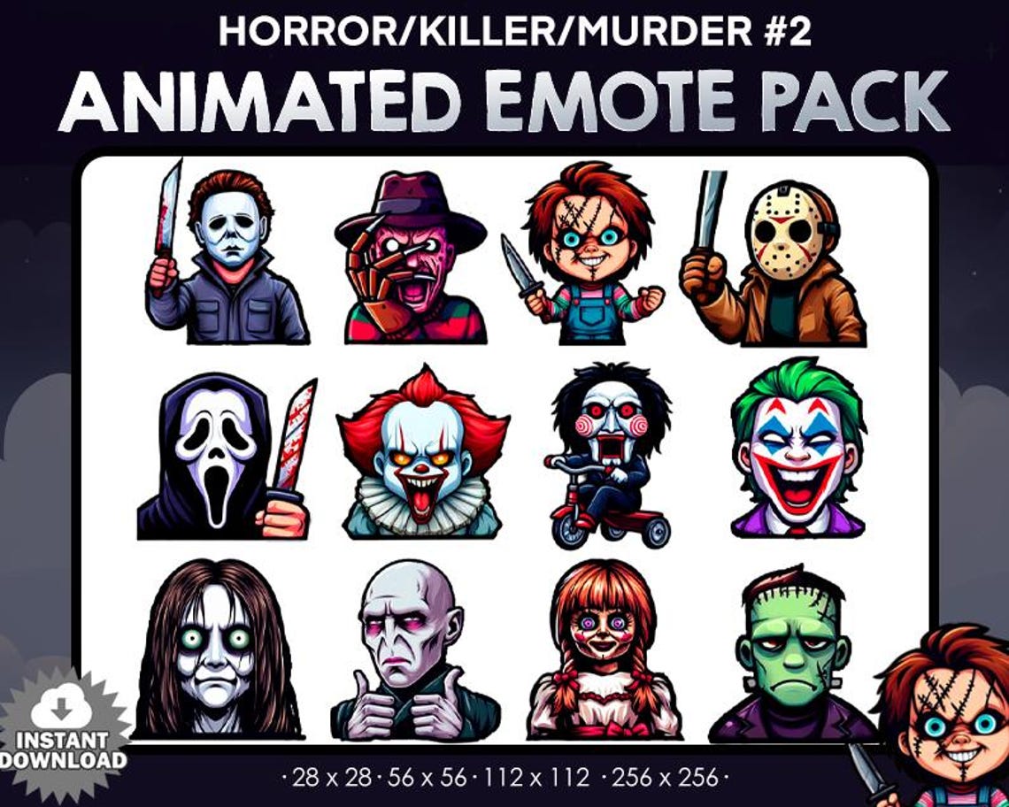 Animated Horror Movie Killer Emotes – Twitch, Youtube, Discord (digital ...