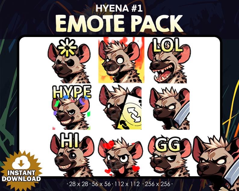 Cute Hyena Emotes Bundle – Twitch, Discord, Youtube (digital Download ...
