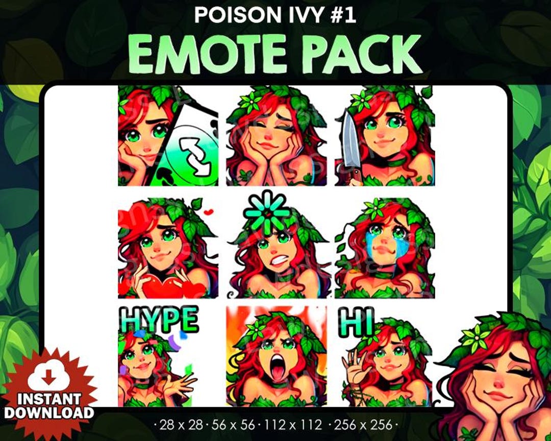 9 Poison Ivy Emotes, Nature Queen, Stream Pack, Ivy Emotes, Emotes for ...