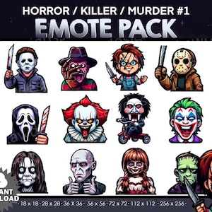 12 Horror/ Killer /murder Emotes/badges Bundle Pack - Twitch, Youtube ...