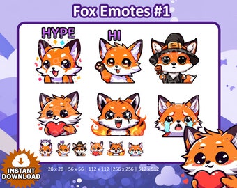 Kitsune Fox Twitch Emotes MEGA Bundle for Streaming, Youtube Emotes ...