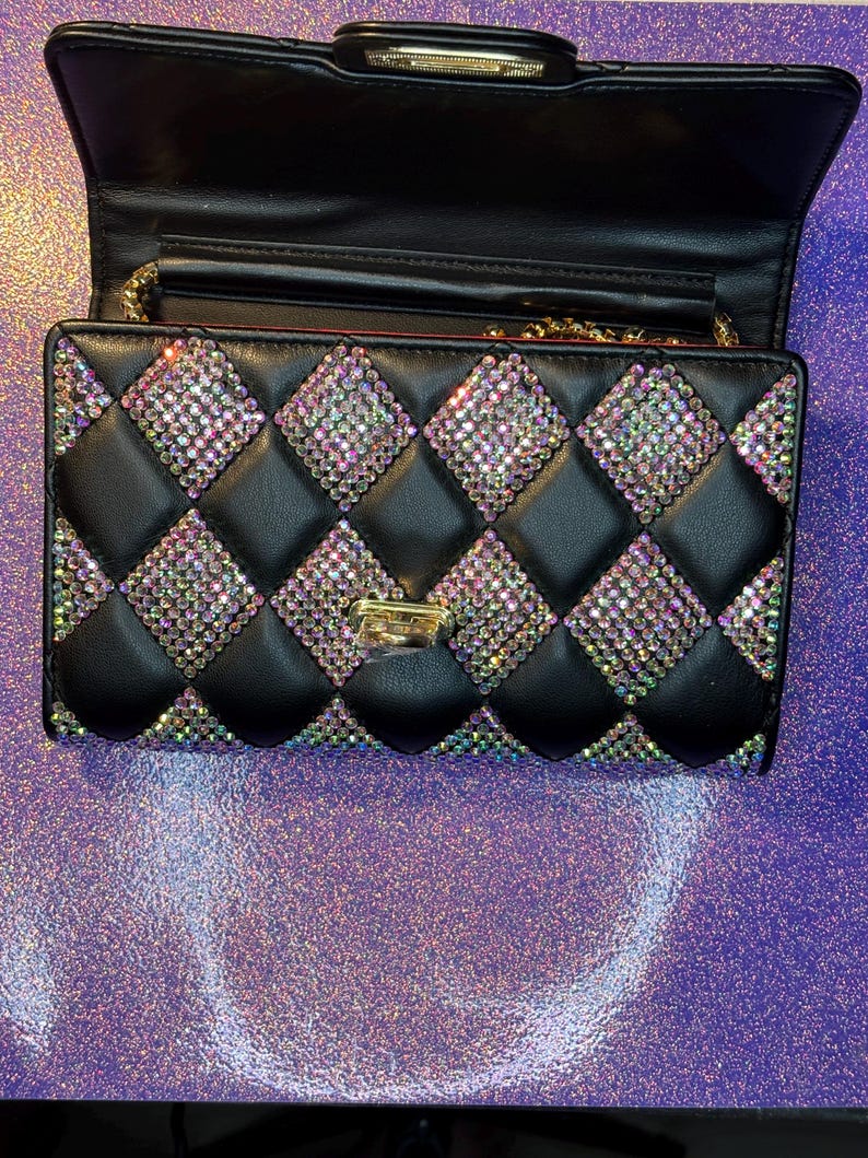 Black Bling Tufted Purse - Etsy