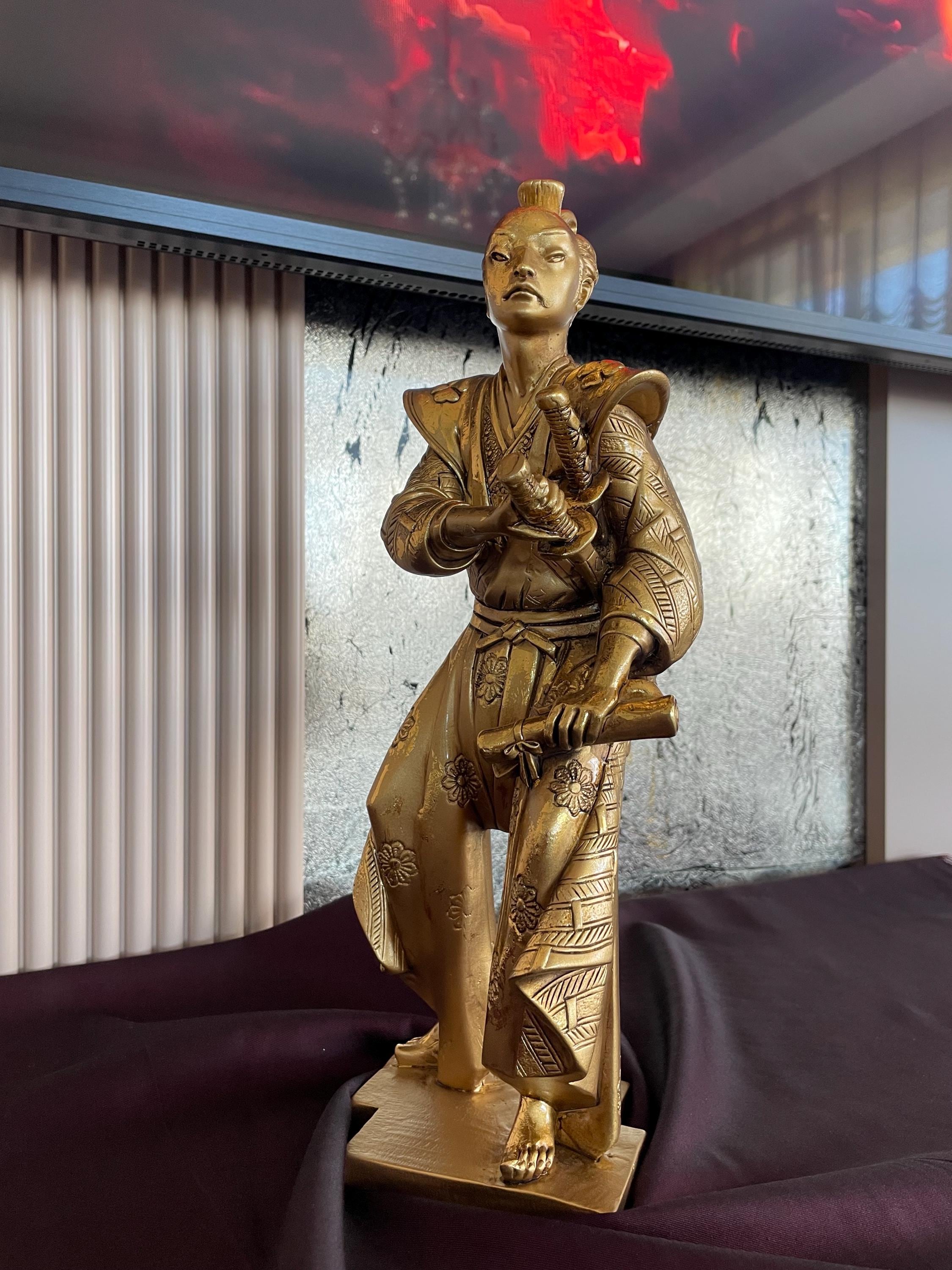 Samurai With Sword Figurine, Japanese Warrior Statue, Cultural Home ...