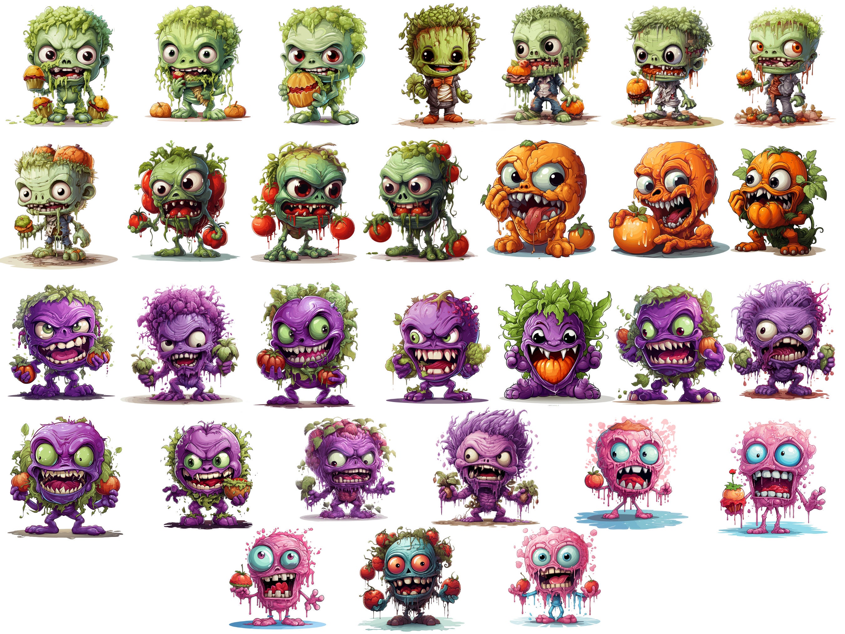 Halloween Clipart Halloween Png Vegan Clipart Cute Zombie Clipart Vegan ...