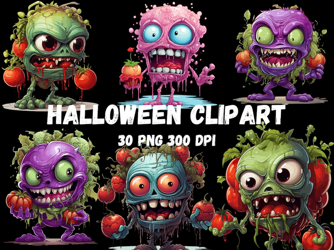 Halloween Clipart Halloween Png Vegan Clipart Cute Zombie Clipart Vegan ...
